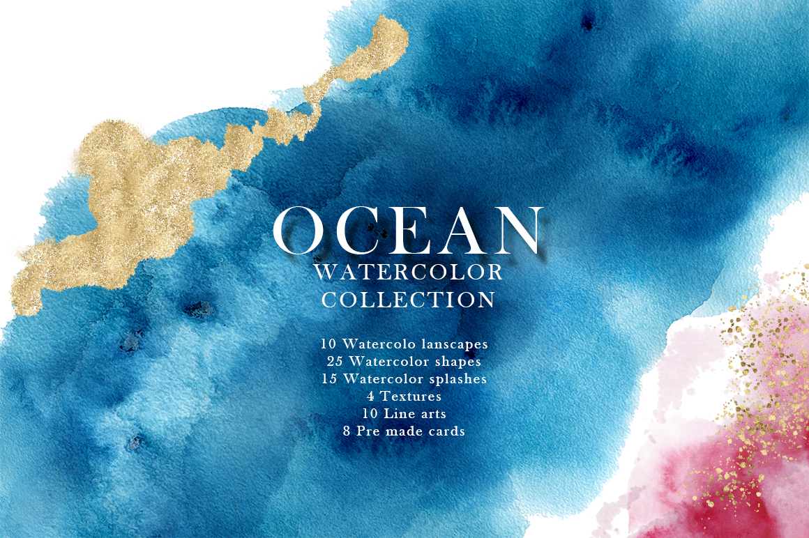 Ocean watercolor collection on Yellow Images Creative Store