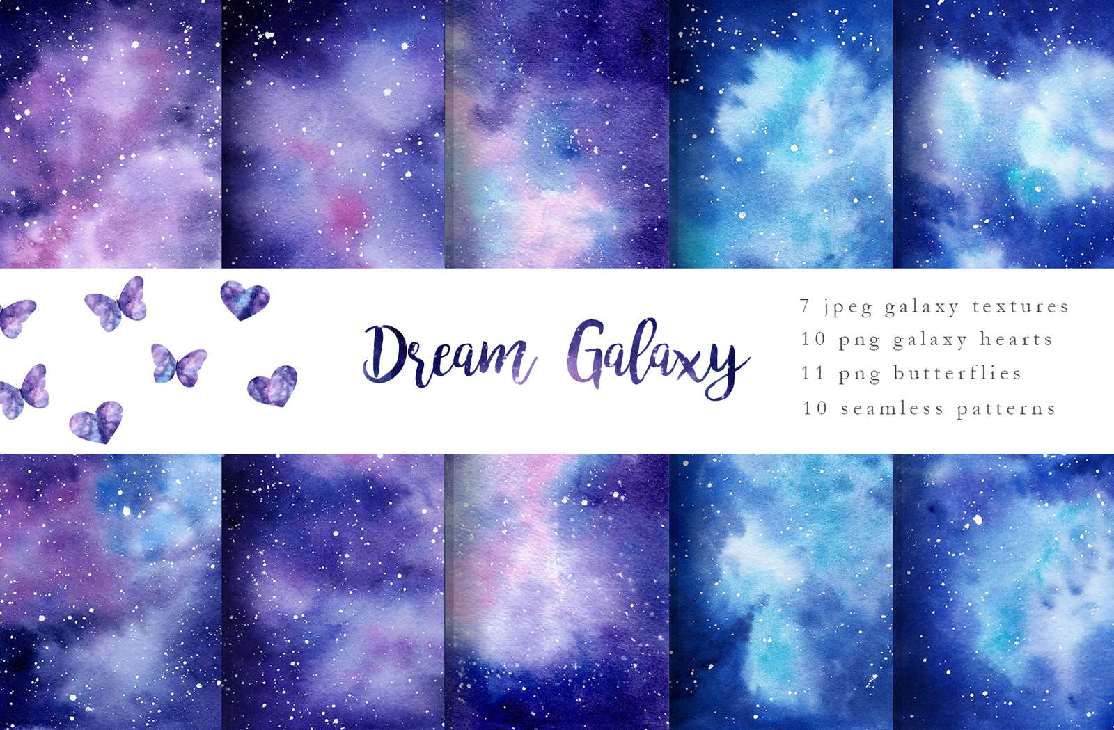 Galaxy Watercolor Collection on Yellow Images Creative Store