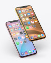 Two Apple iPhones X Mockup on Yellow Images Object Mockups