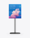 LCD Display Stand Mockup - Front View on Yellow Images Object Mockups