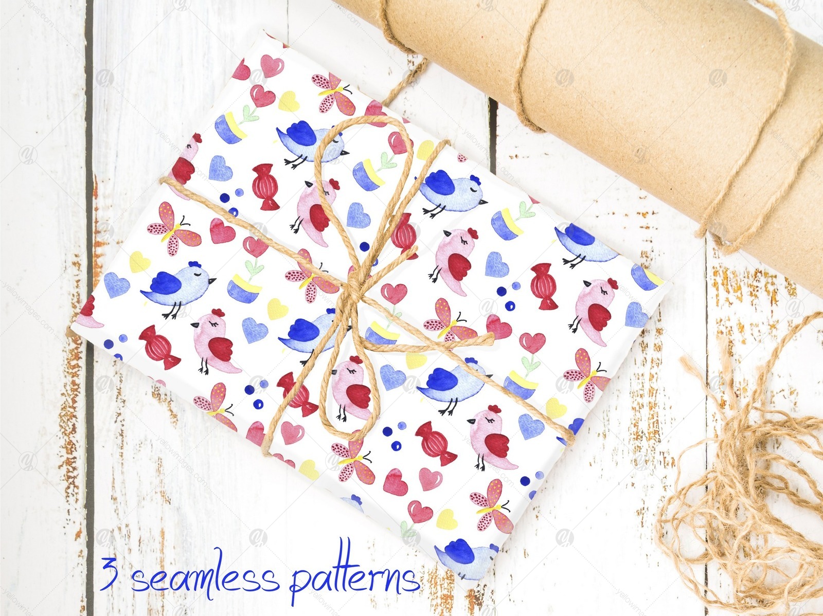 Love collection. Elements + patterns on Yellow Images Creative Store