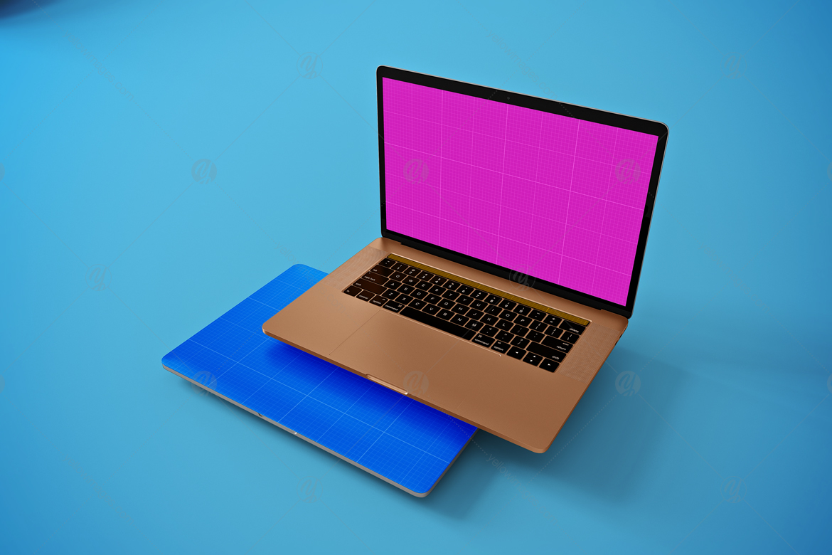Floating MacBook Pro on Yellow Images Creative Store