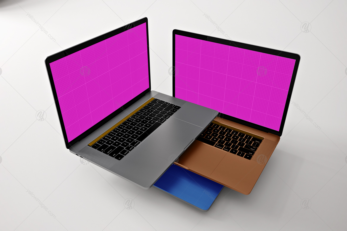 Floating MacBook Pro on Yellow Images Creative Store