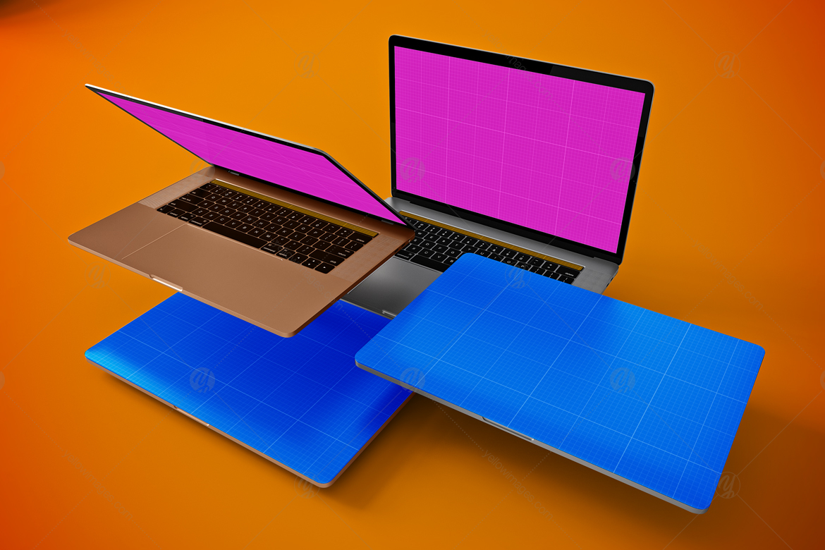 Floating MacBook Pro on Yellow Images Creative Store
