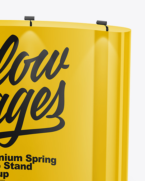 Glossy Spring Pop Up Stand Mockup on Yellow Images Object Mockups