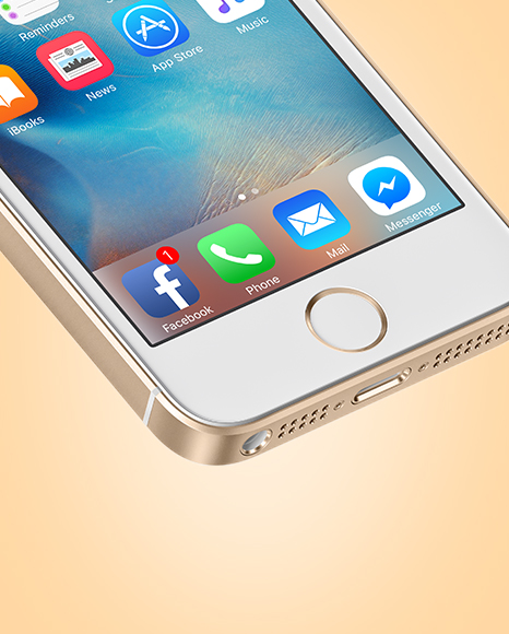 Isometric Apple iPhone SE Mockup on Yellow Images Object Mockups