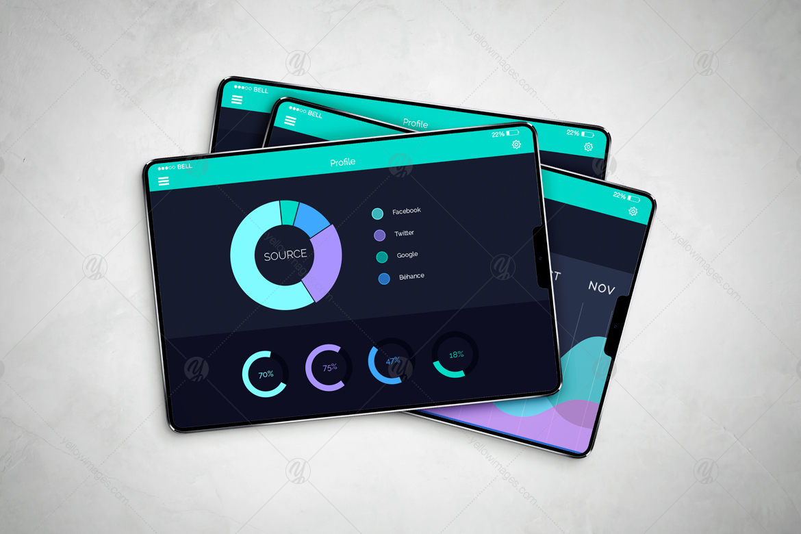 Pad X Mockup on Yellow Images Creative Store