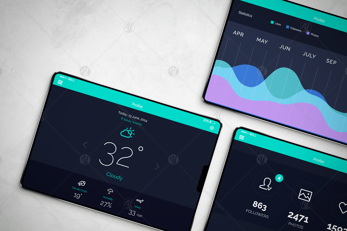 Pad X Mockup on Yellow Images Creative Store