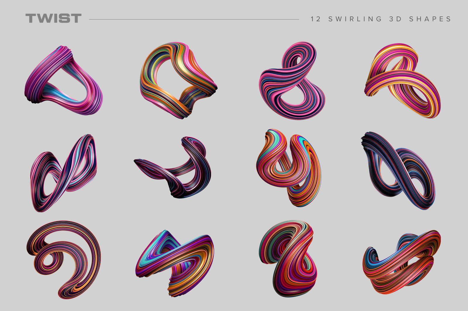 Twist: Swirling 3D Shapes on Yellow Images Creative Store