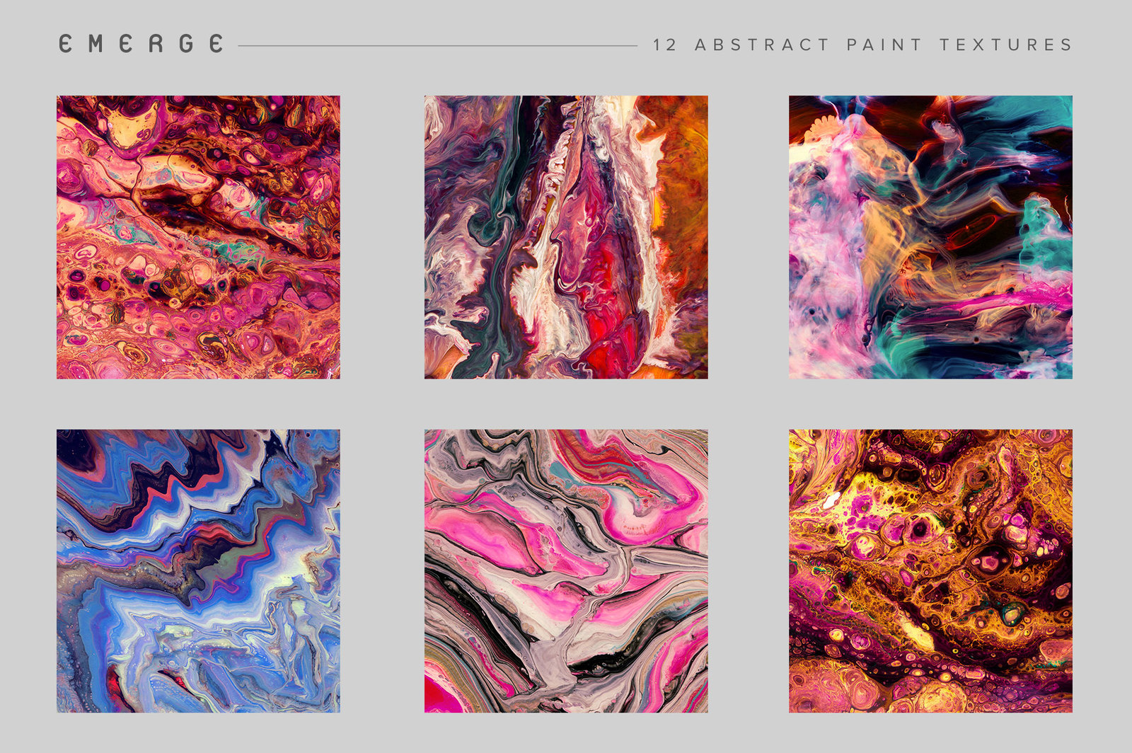 Fluid Paint Bundle: 45 Abstract Paintings on Yellow Images Creative Store