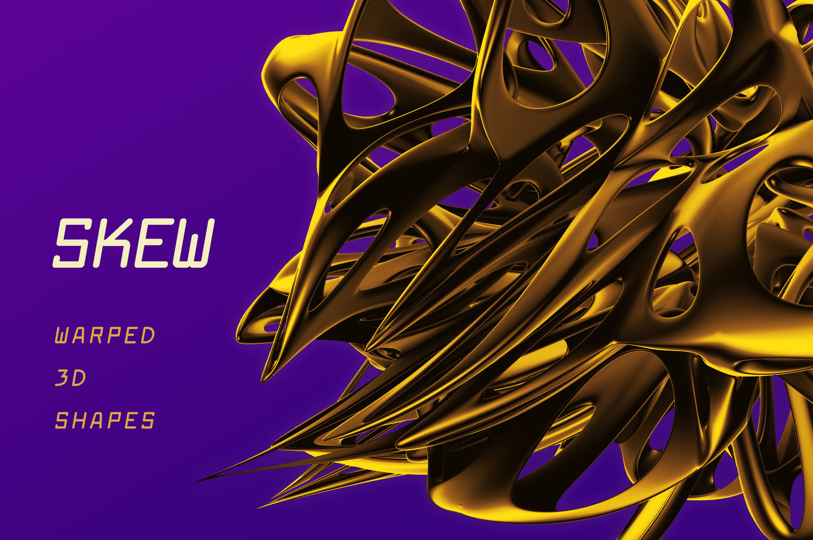 Skew: Warped 3D Shapes on Yellow Images Creative Store