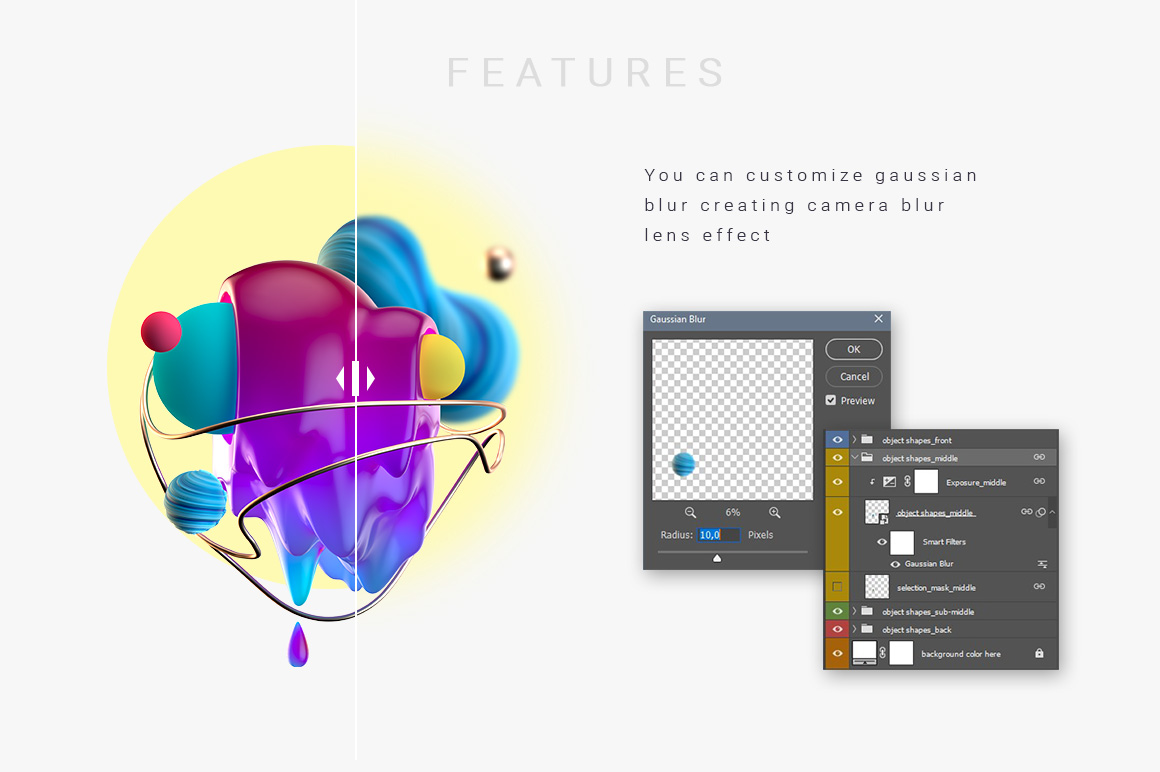 Set of graphic elements “Focus” on Yellow Images Creative Store