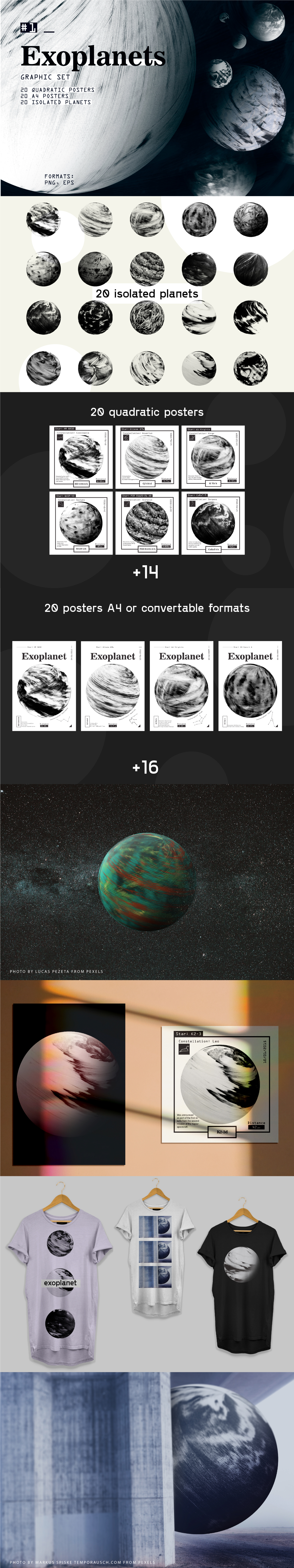 Exoplanets | Graphic set | 20 PNG's on Yellow Images Creative Store