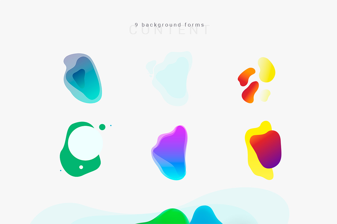 Set of graphic elements “Colorful liquid shapes” on Yellow Images ...