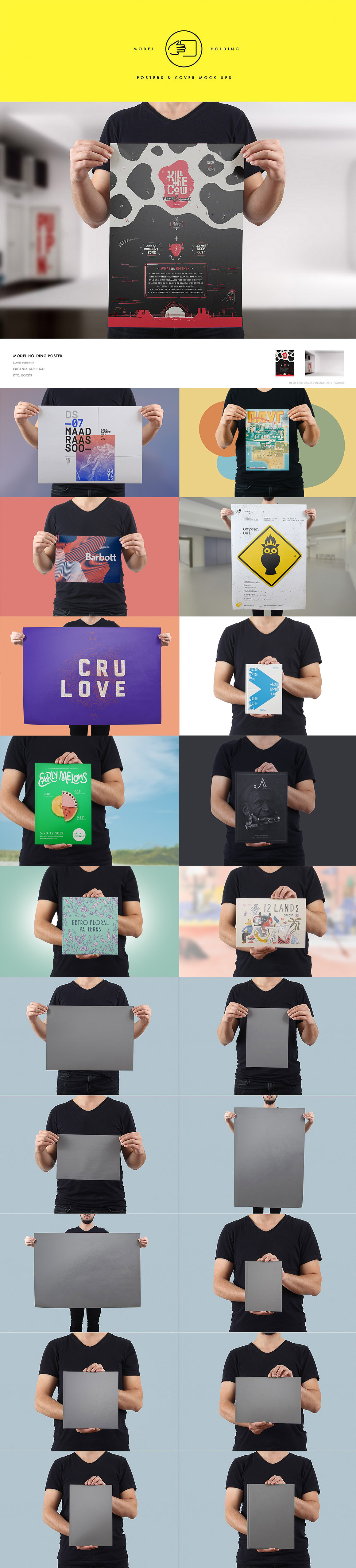 Model Holding Mockups (11 items) on Yellow Images Creative Store
