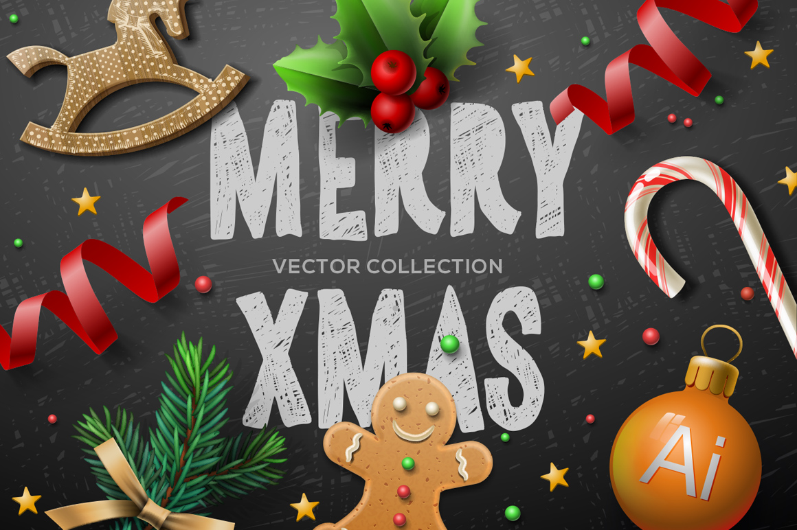 Vector Christmas bundle on Yellow Images Creative Store
