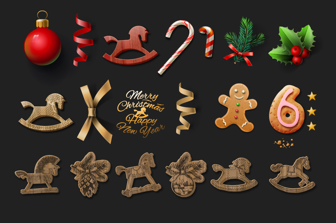 Vector Christmas bundle on Yellow Images Creative Store