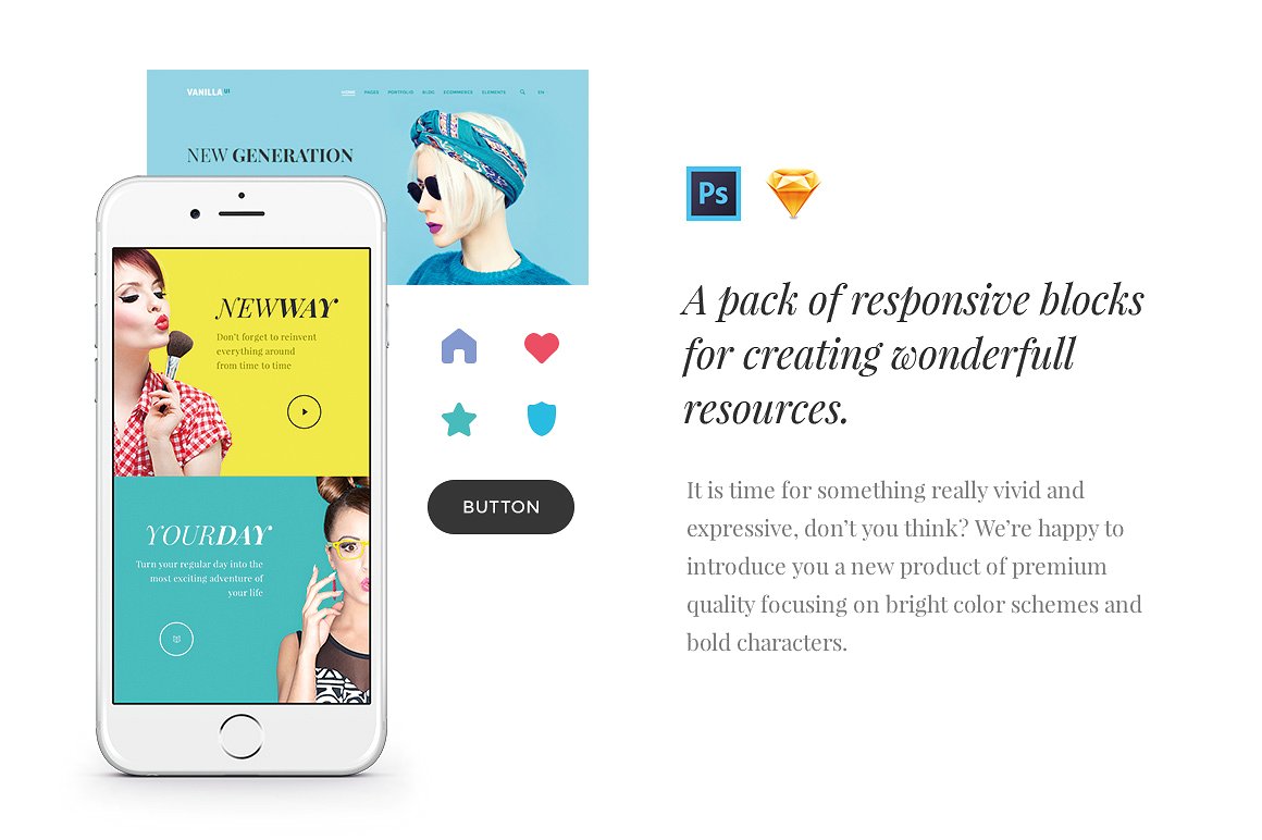Vanilla UI Kit on Yellow Images Creative Store