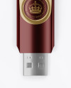 Open Metallic USB Flash Drive Mockup - Top View on Yellow Images Object ...
