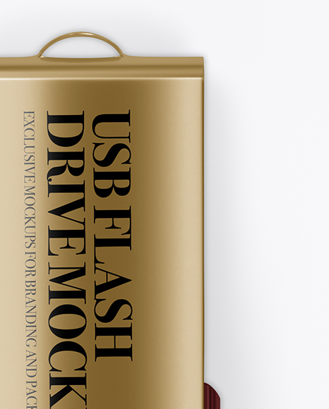 Open Metallic USB Flash Drive Mockup - Top View on Yellow Images Object ...