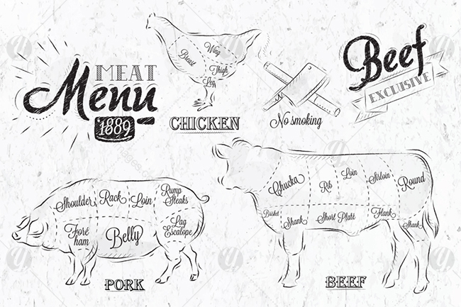 Meat Menu on Yellow Images Creative Store