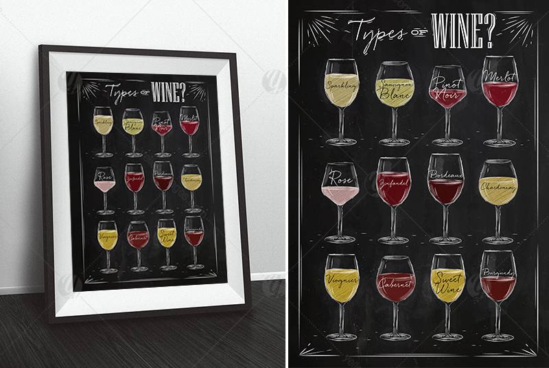 Set Poster Wine on Yellow Images Creative Store