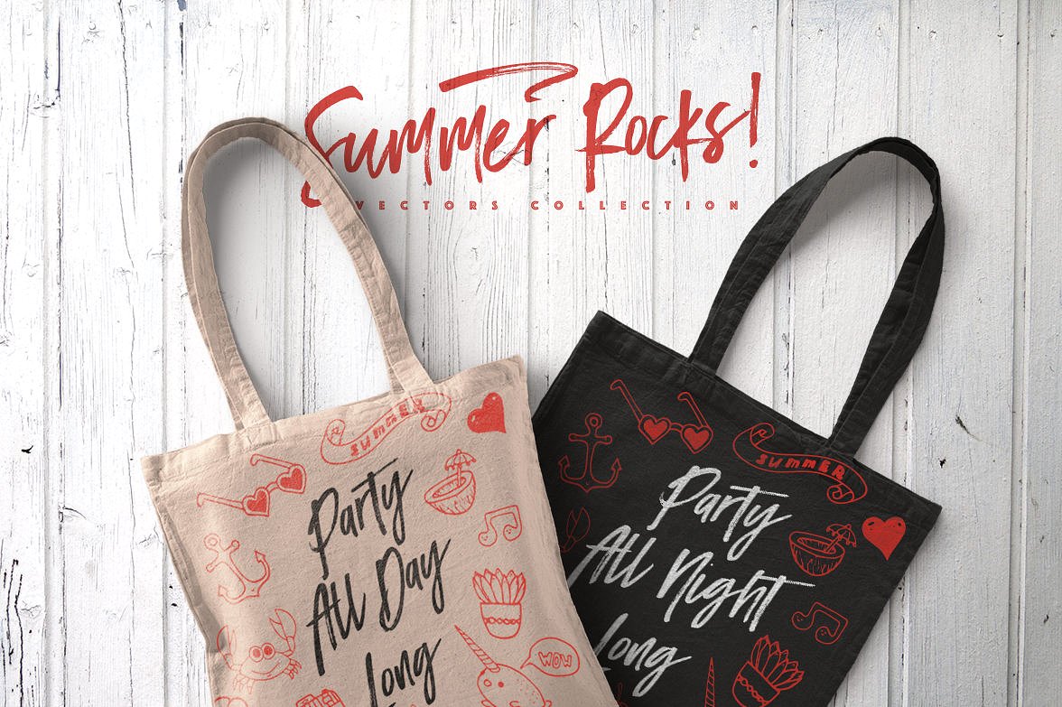 Summer Rocks! Vectors Collection on Yellow Images Creative Store
