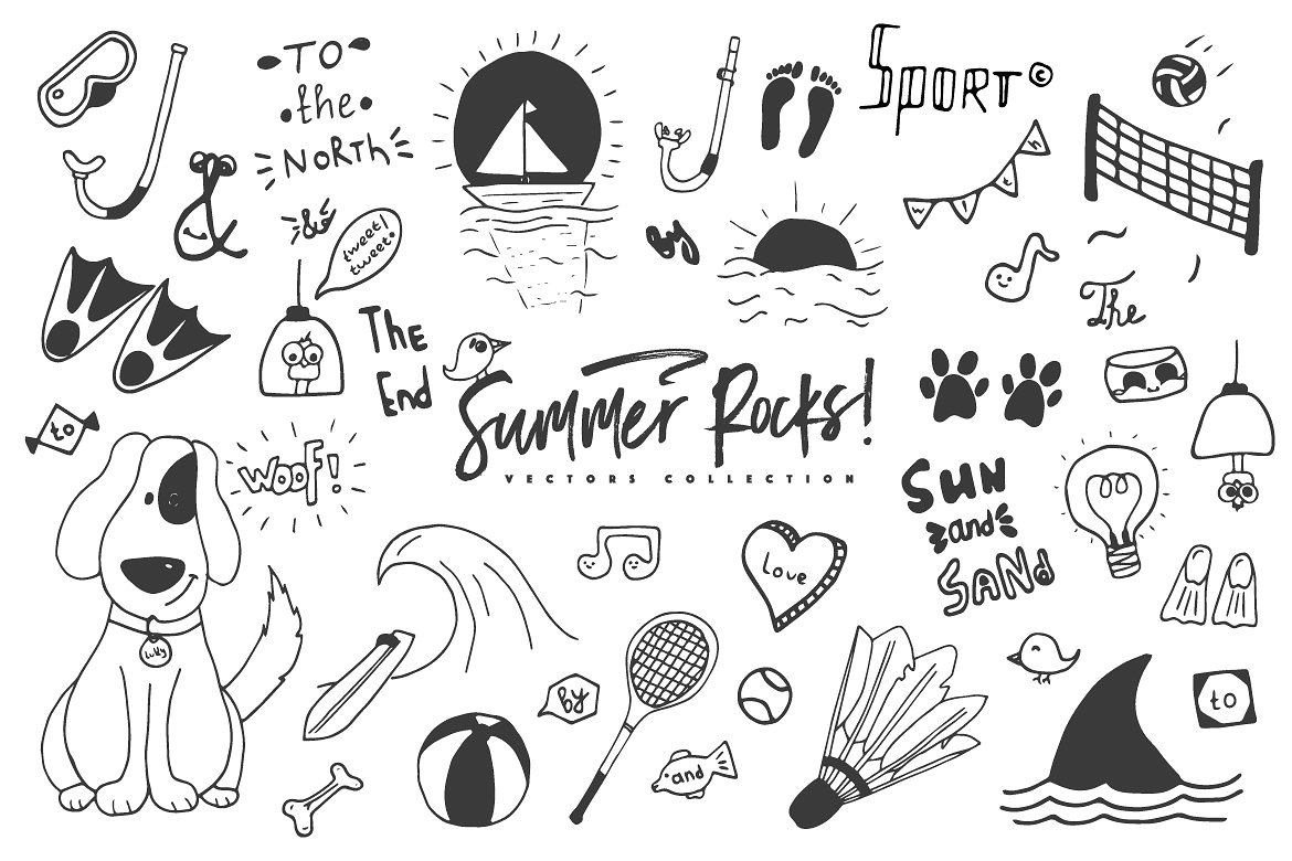 Summer Rocks! Vectors Collection on Yellow Images Creative Store